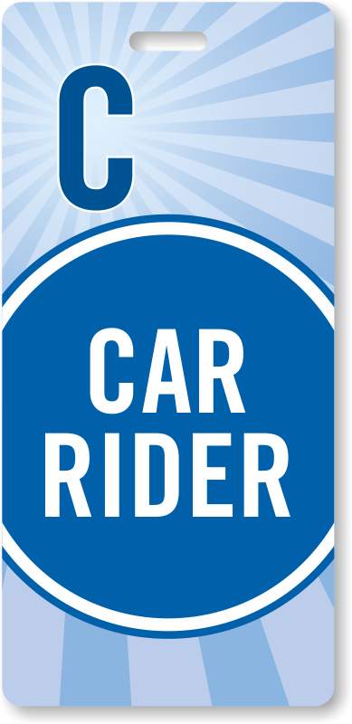 Car Rider School Pass Backpack Tag, Blue Stripes Design, SKU: BD-0678